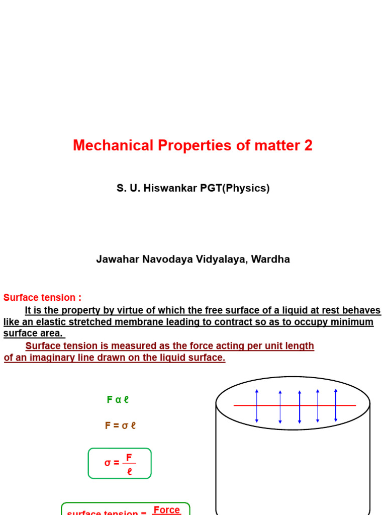 Mechanical Properties of Fluids 2 | PDF | Surface Tension | Liquids