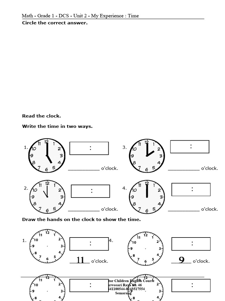Grade 1 Math: Learning Time Concepts | PDF