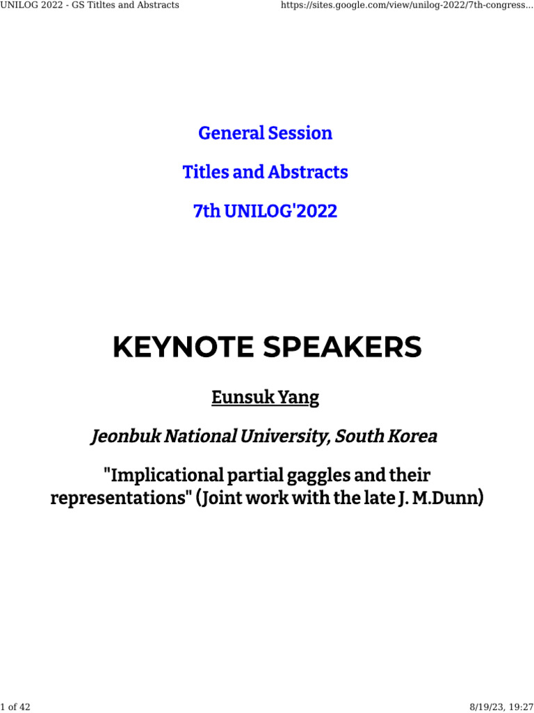 UNILOG 2022: Titles and Abstracts | PDF | Science & Mathematics