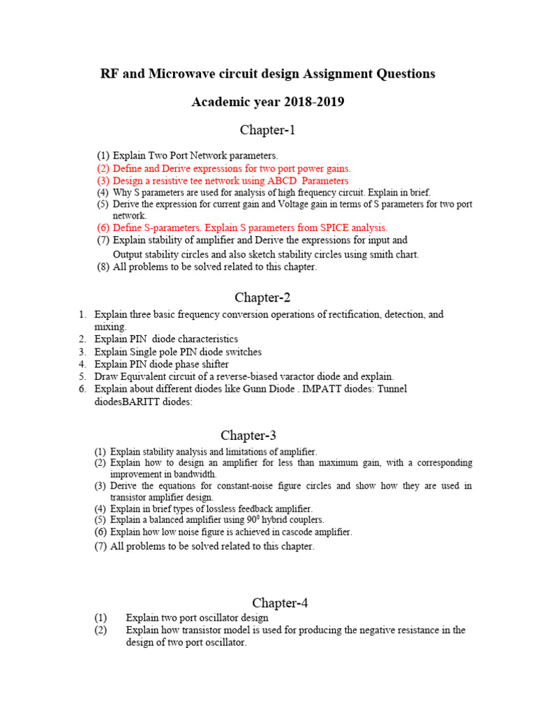 Rf And Microwave Circuit Design Assignment Pdf Amplifier Electronic Oscillator