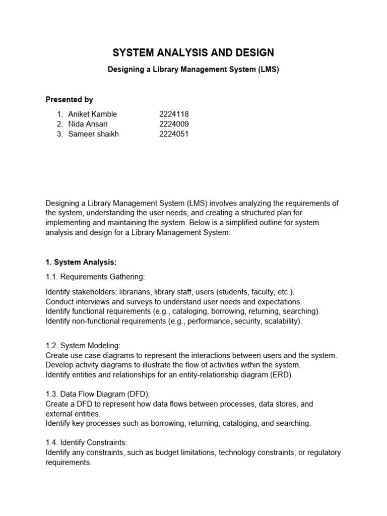 System Analysis and Design | PDF | Usability | Databases