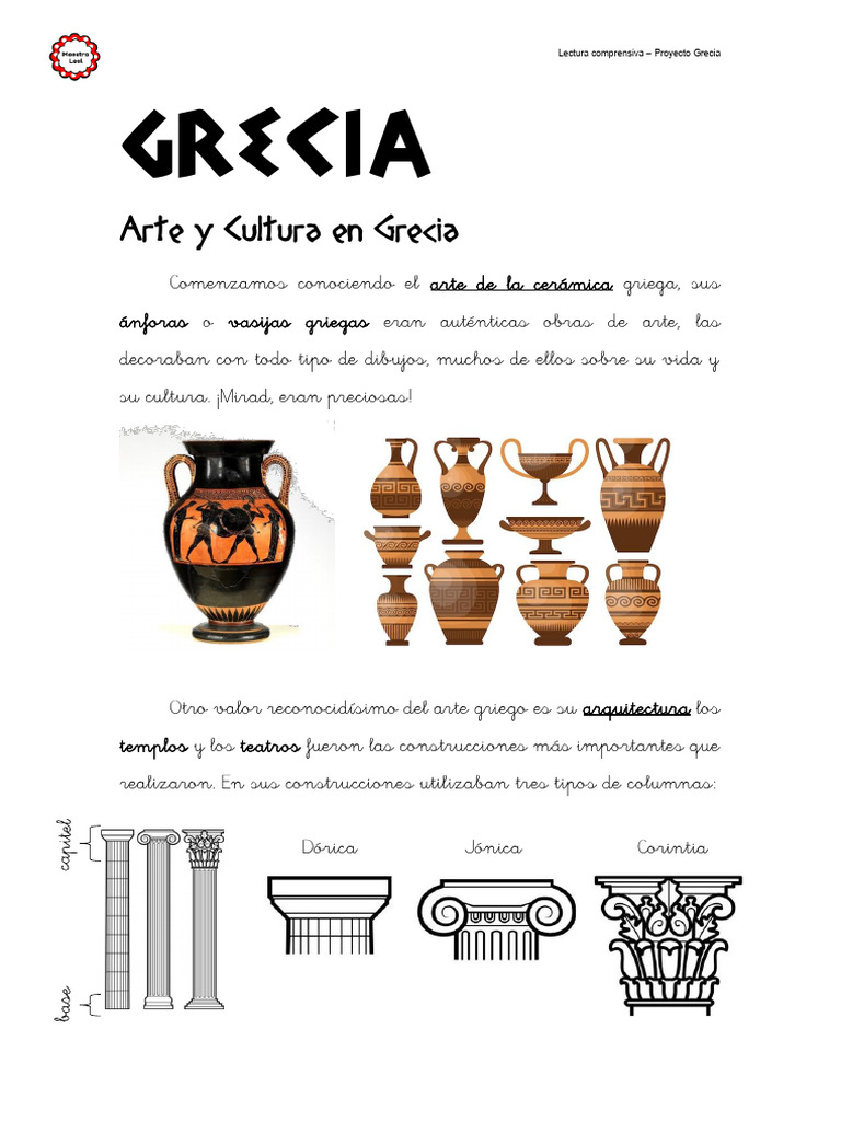 Comprensión Lectora Grecia - Arte y Cultura | PDF | Grecia | Antigua Grecia