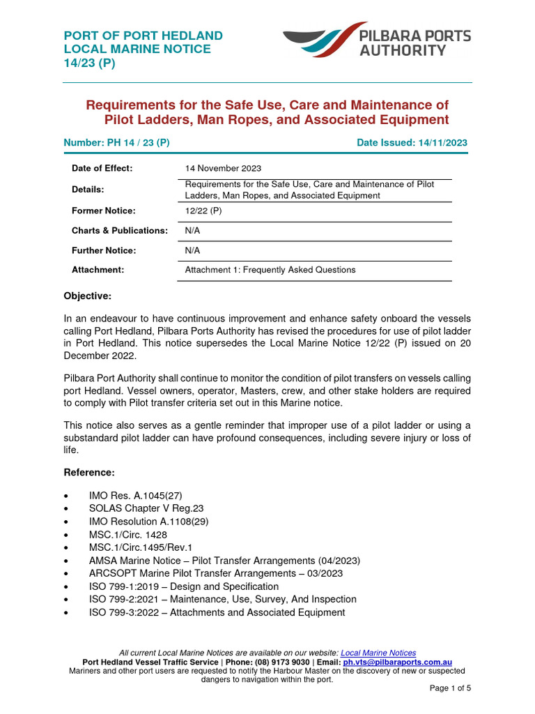 Ph 14 23 (p) Safe Use, Care and Maintenance of Pilot Ladders | PDF ...