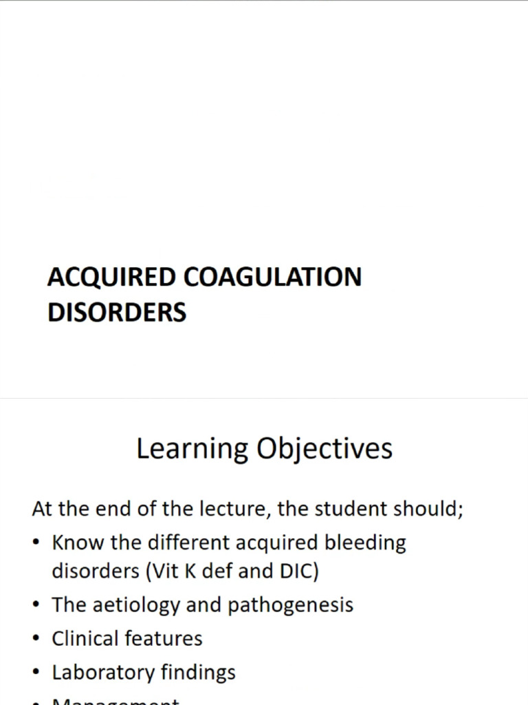 Acquired Coagulation Disorders | PDF