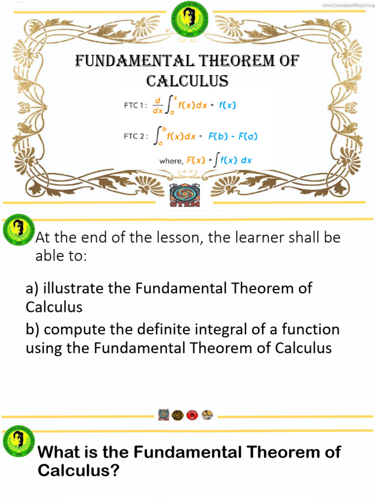 Fundamental Theorem of Calculus | PDF | Teaching Methods & Materials ...