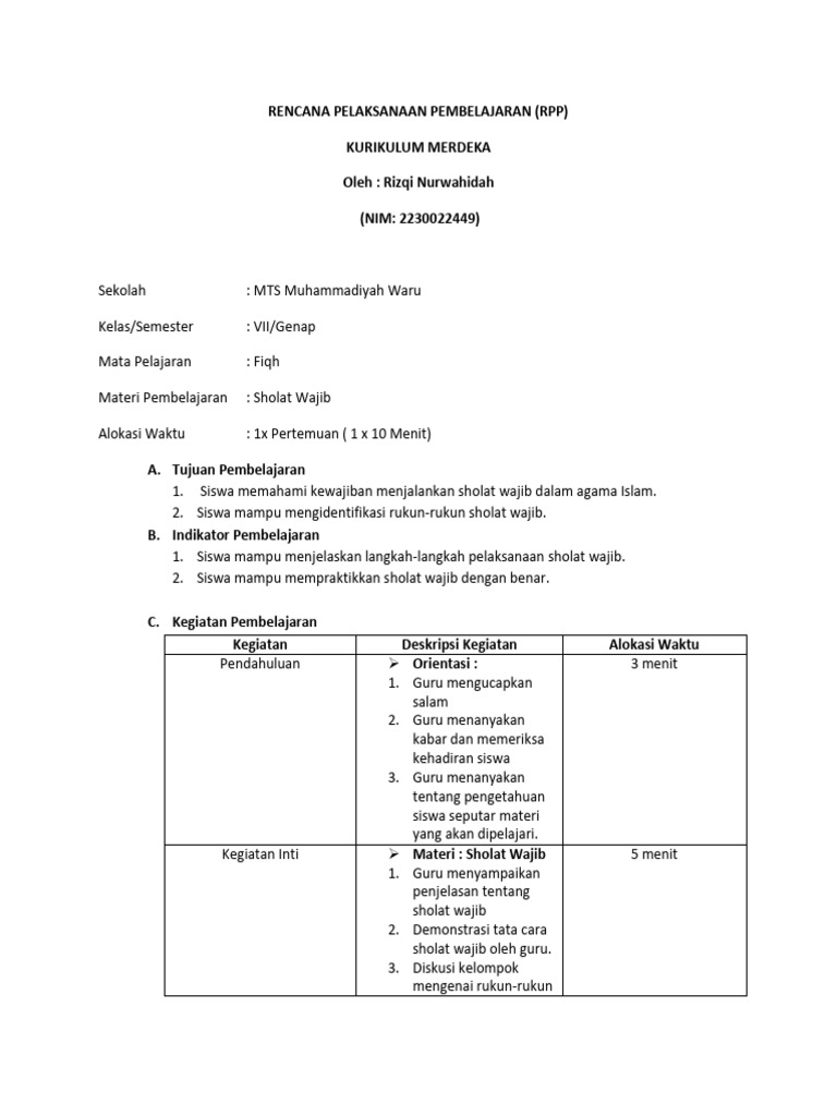 RPP Micro Teaching Kurikulum Merdeka-1 | PDF
