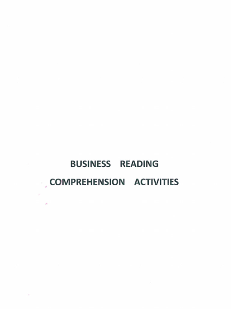 Business Reading Comprehension Activities (Without Answers) | PDF