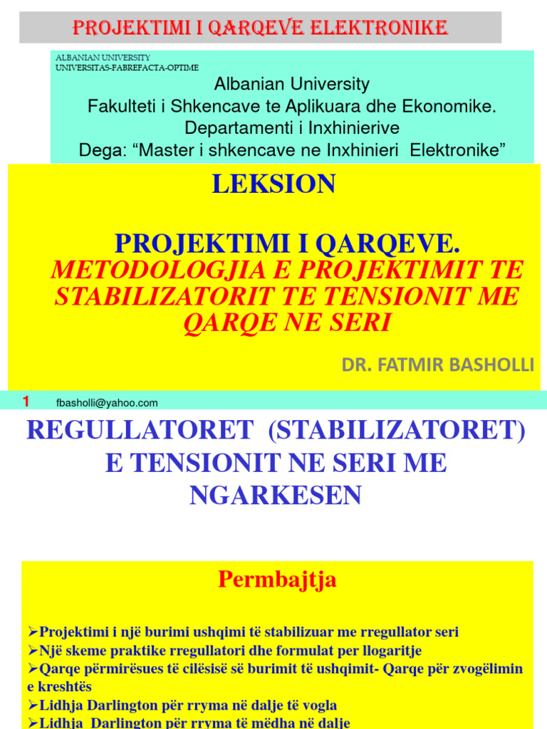(Mod) Leksion Java-2 (Metodologjia e Projektimit Regullatoreve Te Tensionit Ne Seri) | PDF