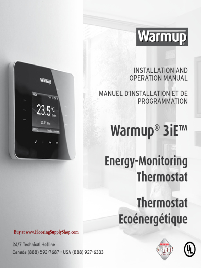 Warmup 3IE Instructions | PDF | Thermostat | Relay
