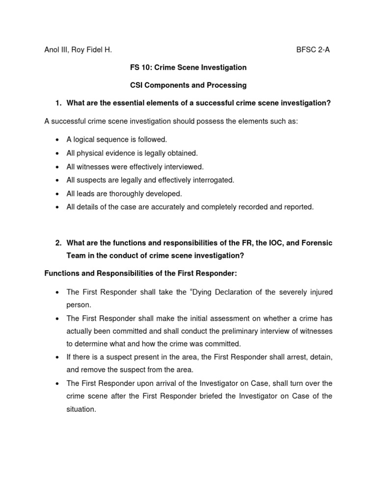 Crime Scene Investigation Guide | PDF | Crime Scene | Forensic Science