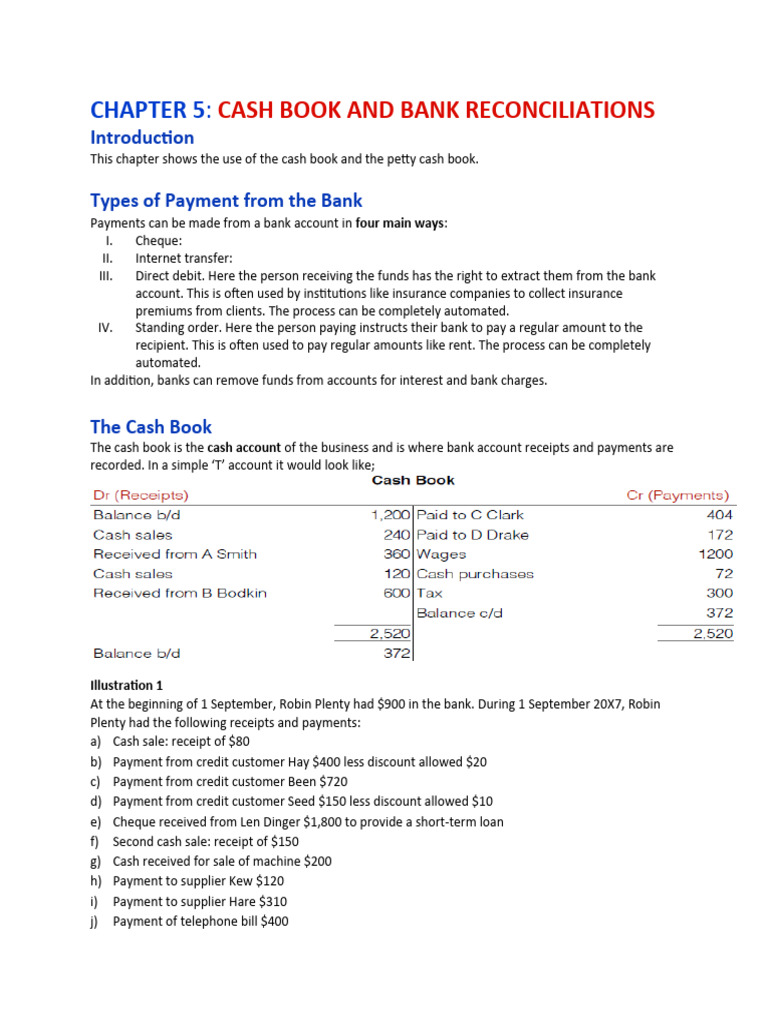 Chapter 5 - Cash Book & Bank Reconciliations | PDF | Cheque | Payments