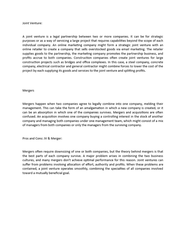 Inbound Outbound Merger | PDF | Mergers And Acquisitions | Joint Venture