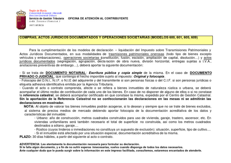 Guía para Modelos Tributarios Murcia | PDF | Bienes