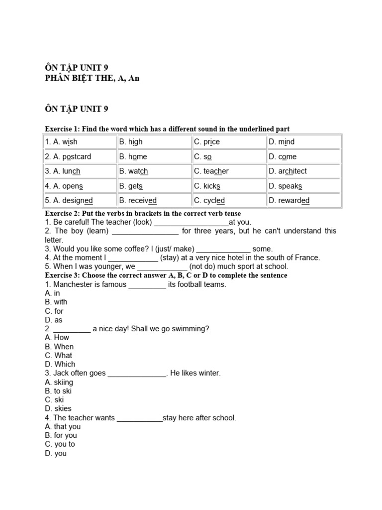 Unit 9 Review: Articles and Tenses | PDF