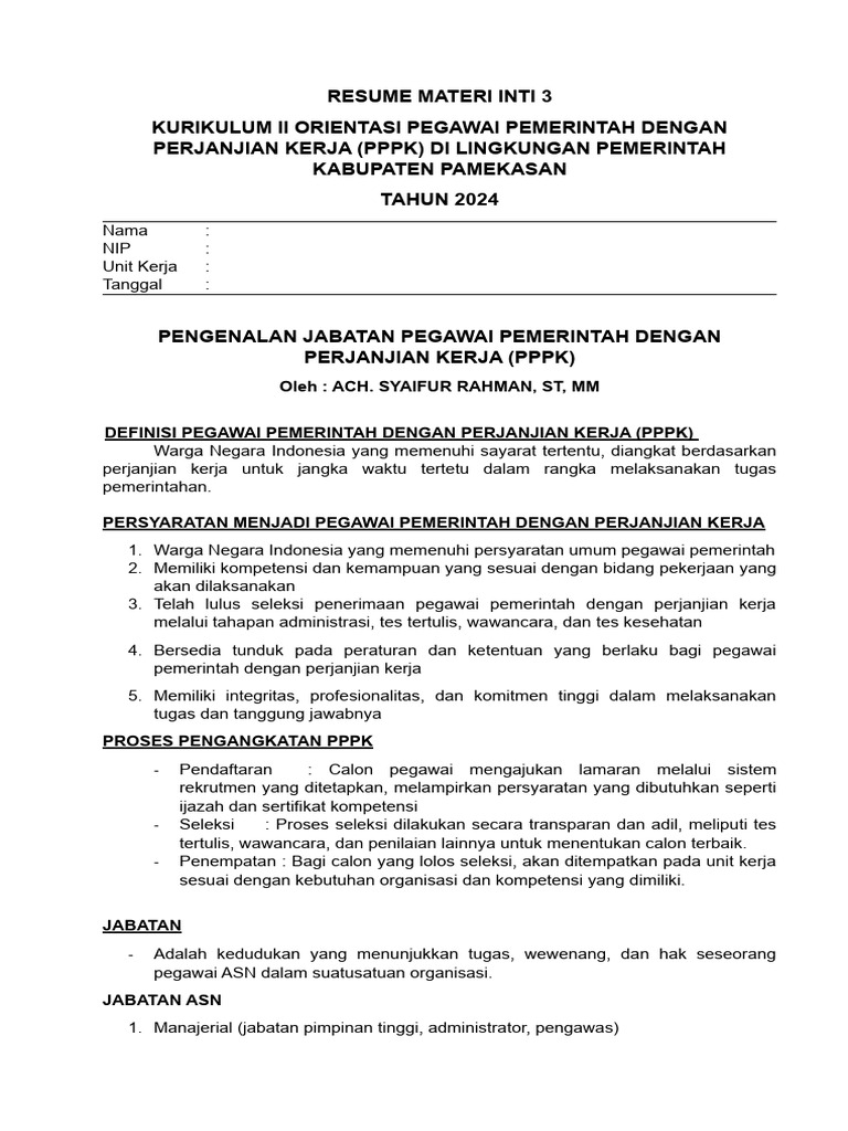 Pengenalan Jabatan PPPK | PDF