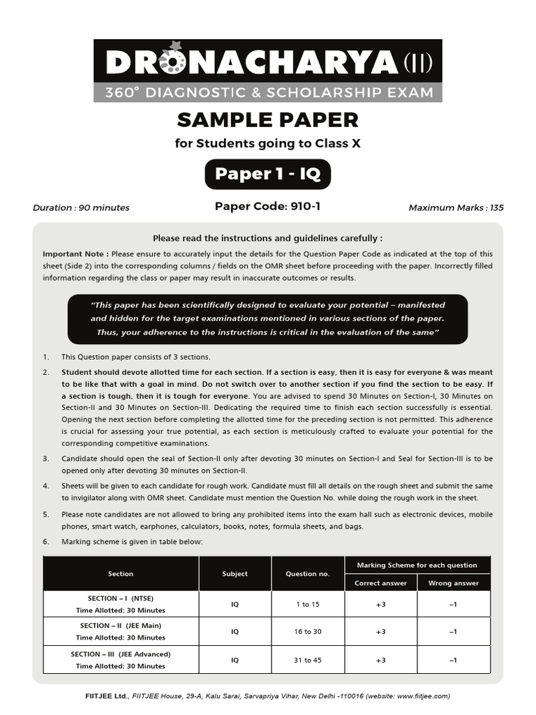 Dronacharya-Ii-2024-Sample Paper-Class-X-P1-I.q. | Download Free PDF | Angle