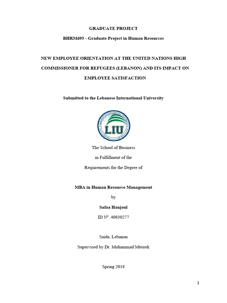New Employee Orientation-BHRM Graduate Project- Safaa Hanjoul | PDF ...
