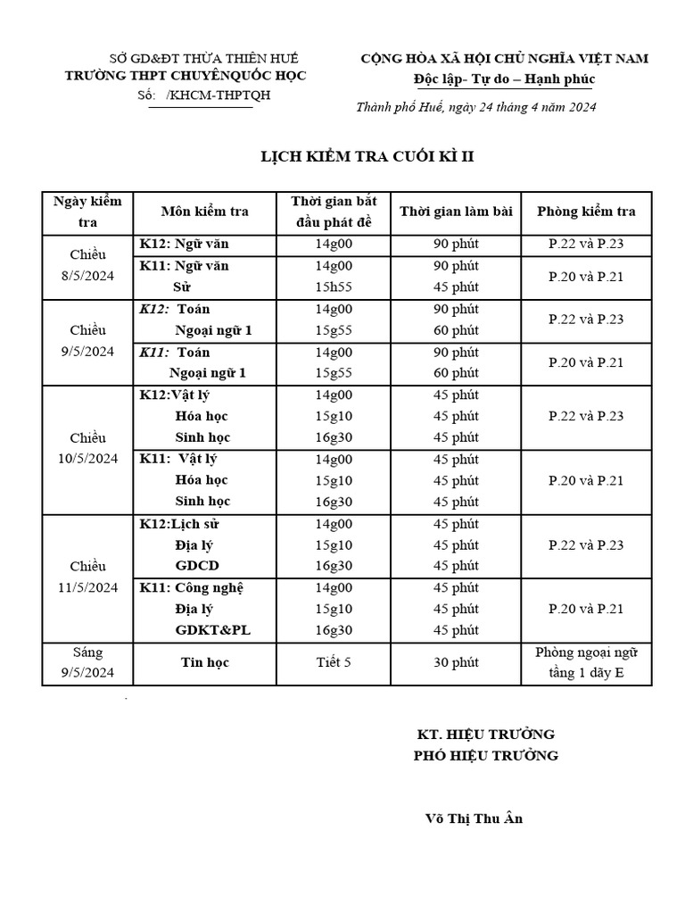 Lịch Ktra Ck2 | PDF