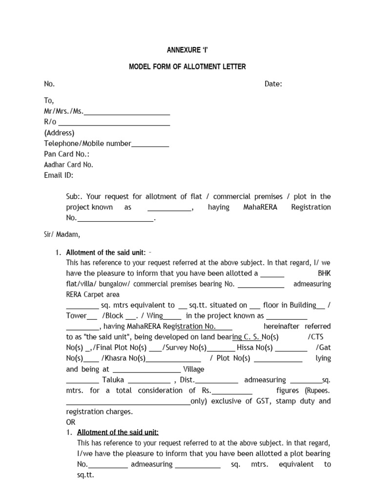 Allotment Letter | PDF | Interest | Receipt