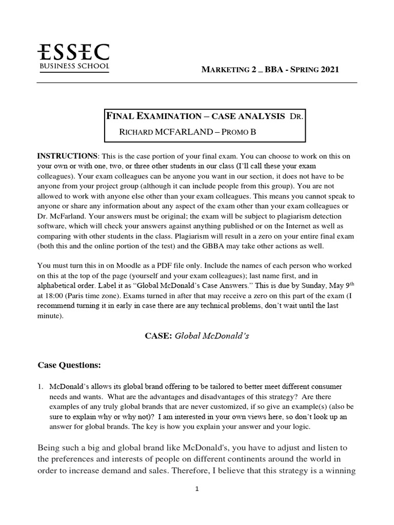 McDonald's Global Strategy Case Analysis | PDF | Mc Donald's | Franchising