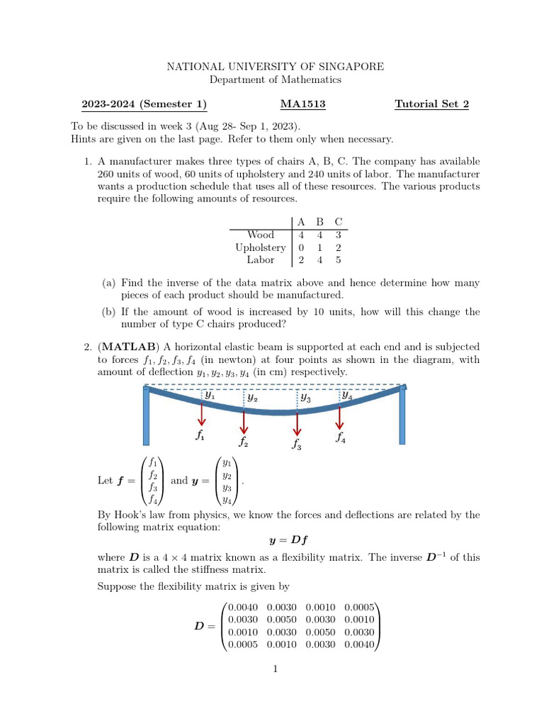 Tutorial Set 2 | PDF | System Of Linear Equations | Matrix (Mathematics)