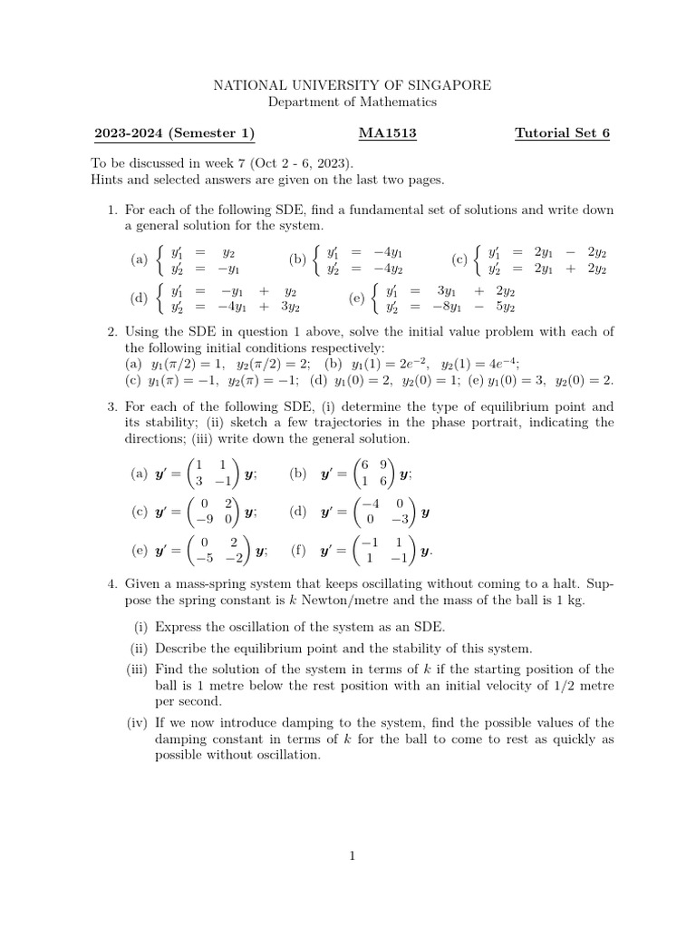 Tutorial Set 6 | PDF | Eigenvalues And Eigenvectors | Theoretical Physics