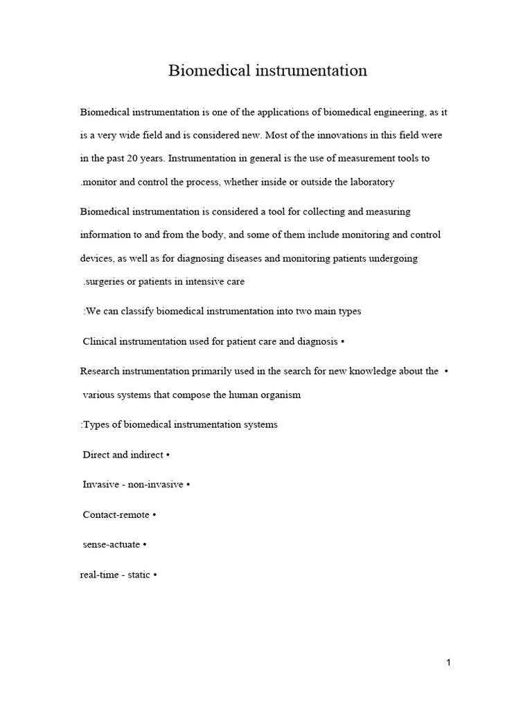 Biomedical Instrumentation | PDF | Medical Imaging | Biomedical Engineering