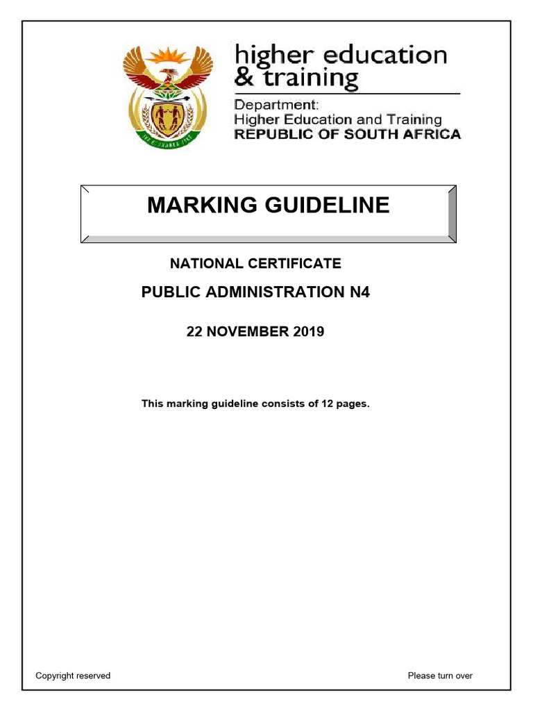 N4 Public Administration November 2019 Memorandum | PDF | Magistrate ...