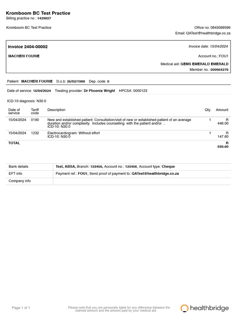 Invoice - Kromboom BC Test Practice - MACHERI FOURIE (FOU1) - 15-04 ...