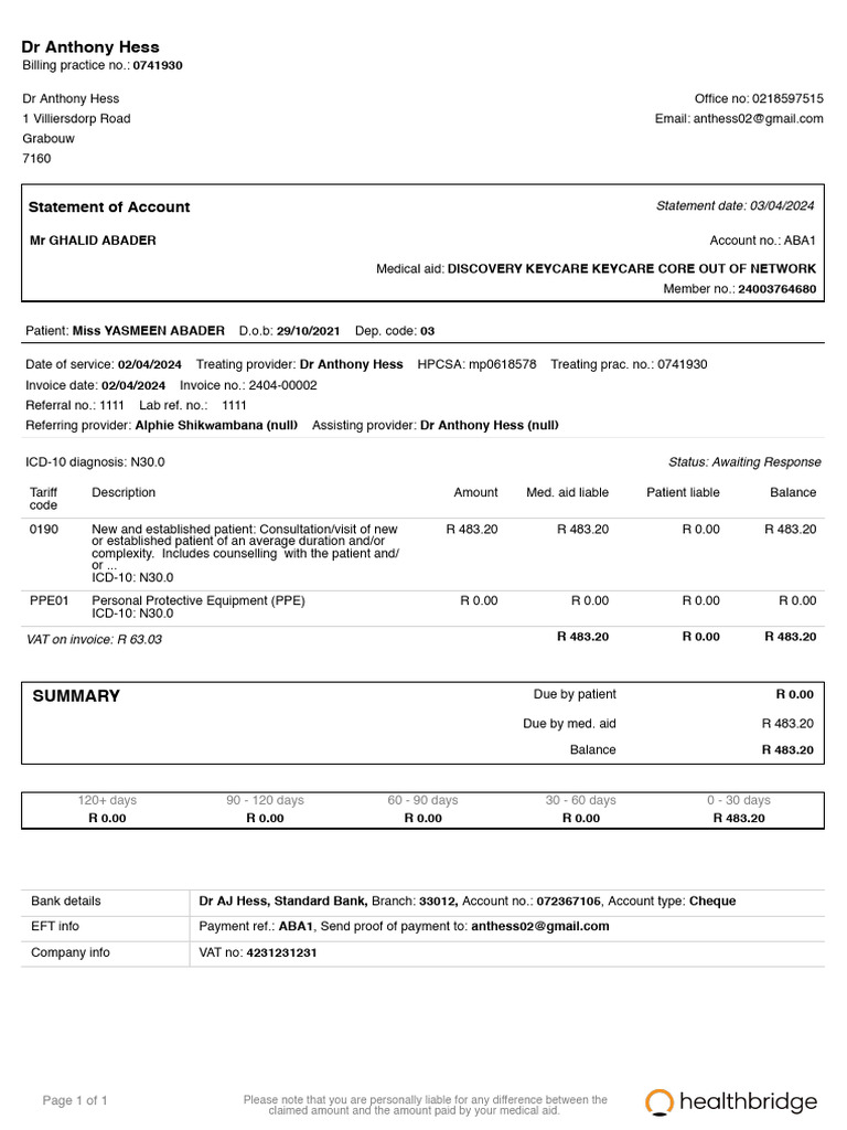 Statement - DR Anthony Hess - Ghalid Abader (Aba1) - 03!04!2024 | PDF ...