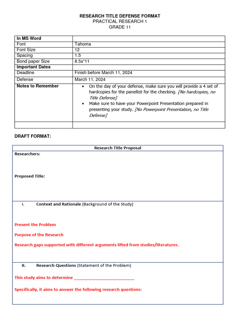 Research Title Proposal Format | PDF | Learning | Cognition
