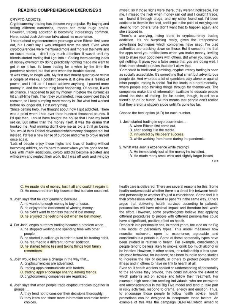 Reading Comprehension 3 | PDF | Cryptocurrency