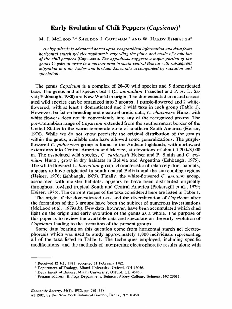 Early_evolution_of_chili_peppers_Capsicu | PDF | Crops | Plants