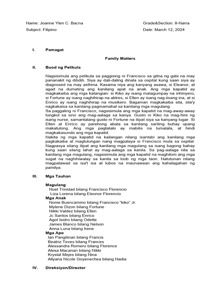 Pelikula Family Matters | PDF