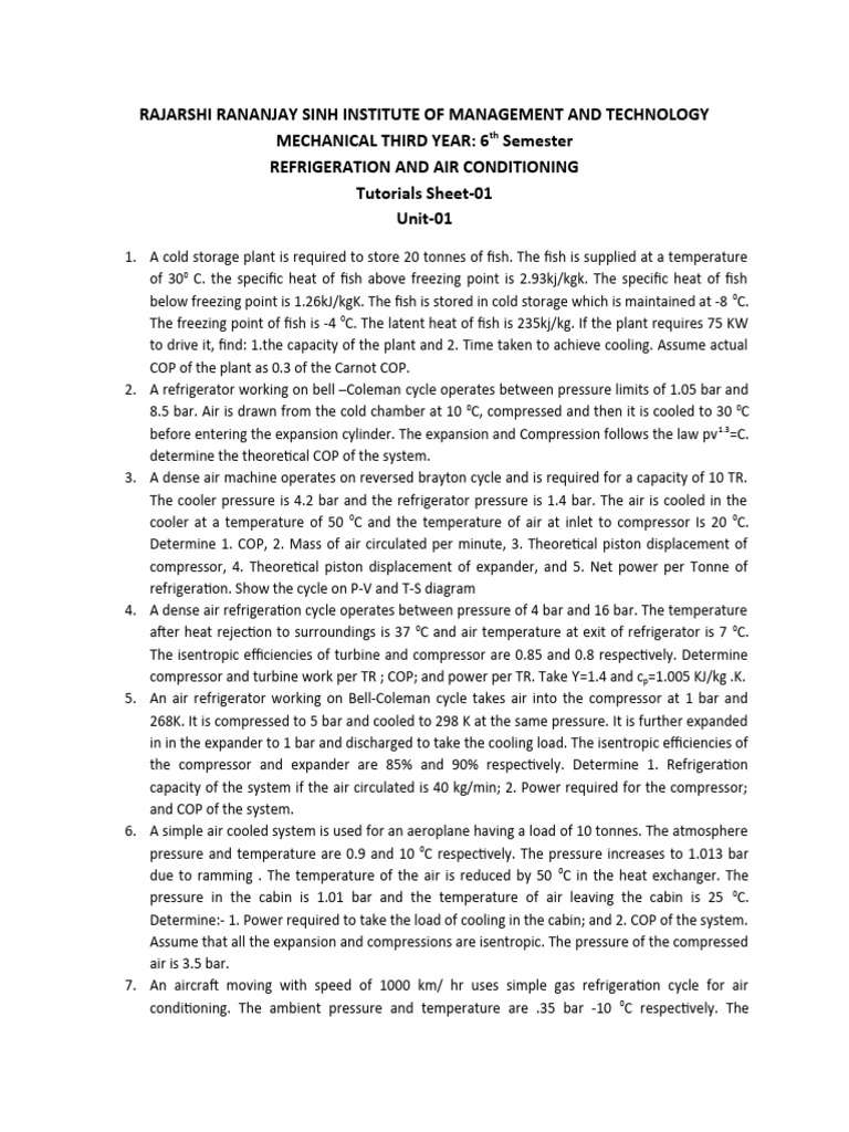 Rac T 1 Pdf Refrigeration Heat Exchanger