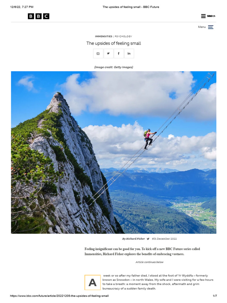The Upsides of Feeling Small - BBC Future | PDF | Feeling | Psychology