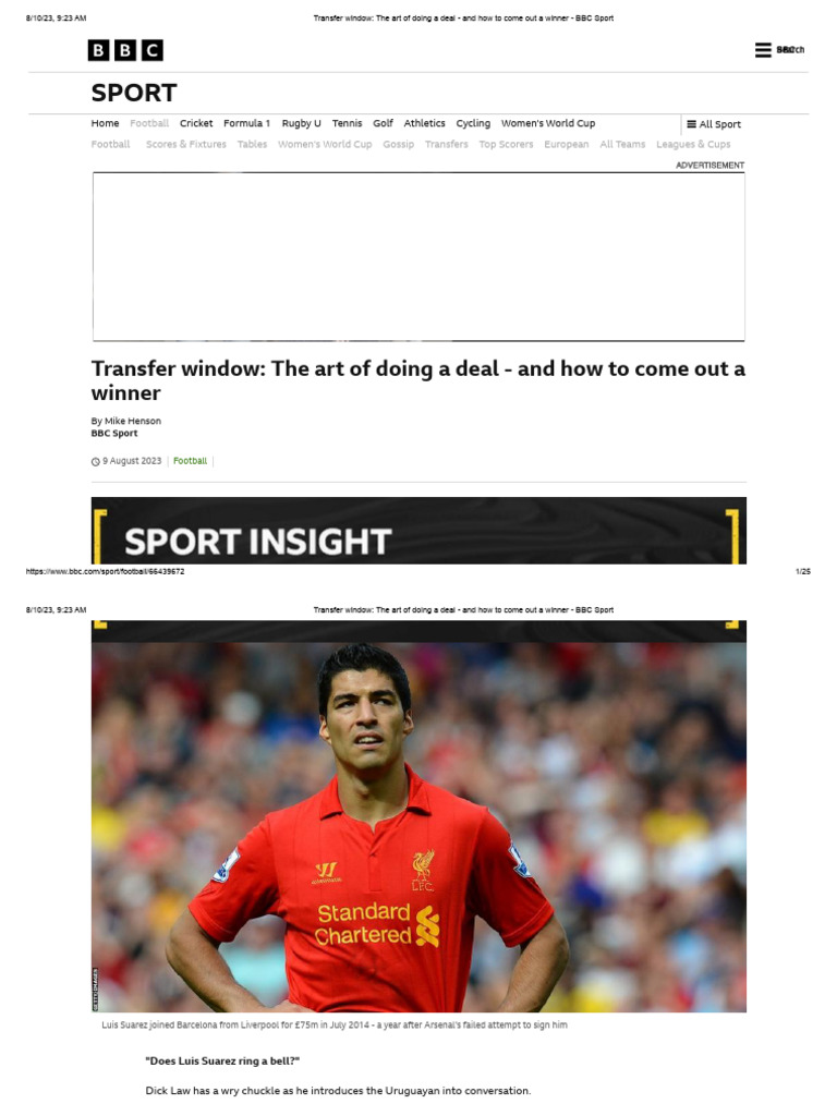 Transfer Window - The Art of Doing A Deal - and How To Come Out A ...