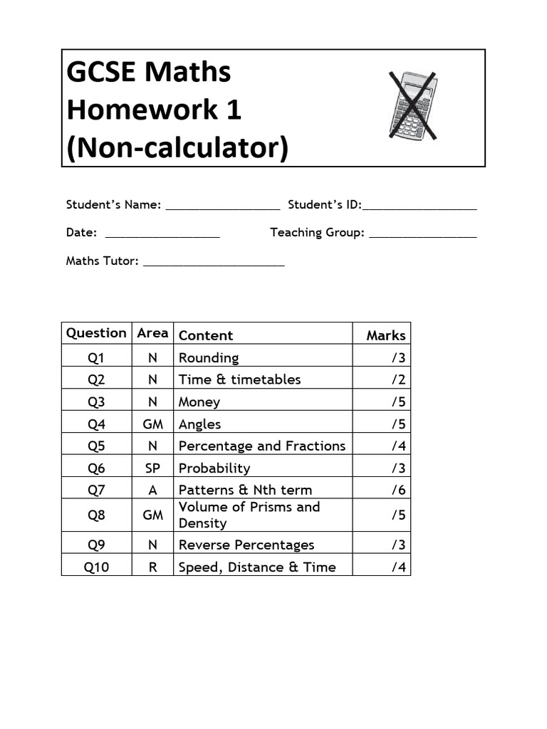 GCSE Maths Homework Tasks | PDF