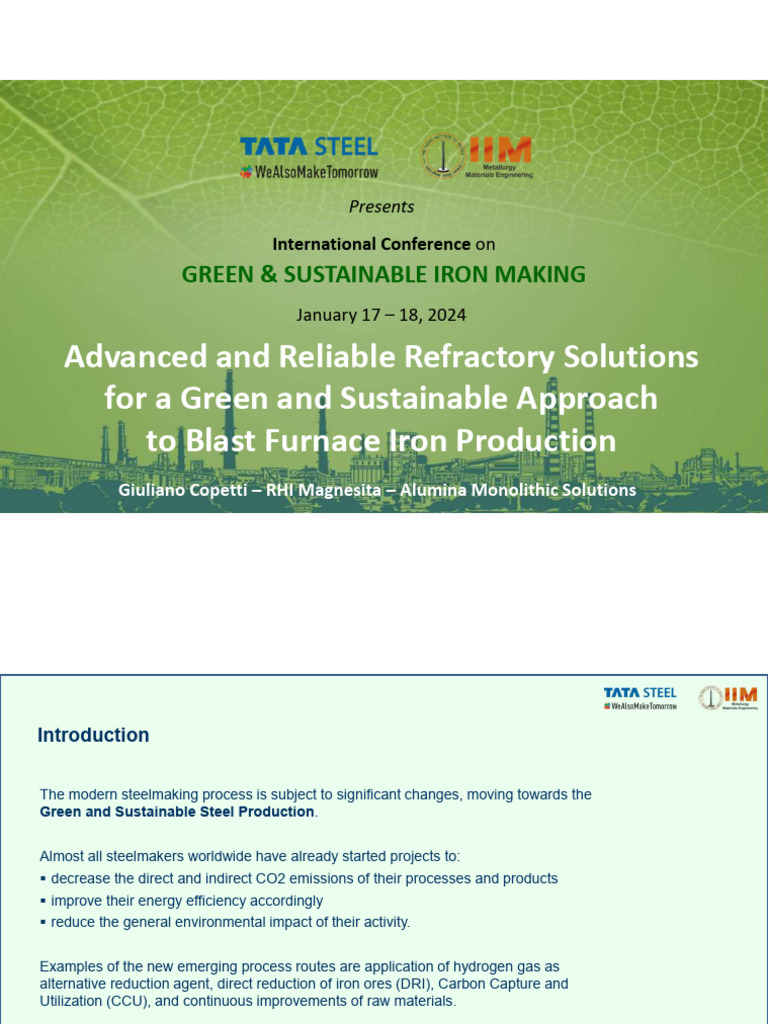 Refractory Solutions For A Green and Sustainable BF | PDF | Steelmaking ...