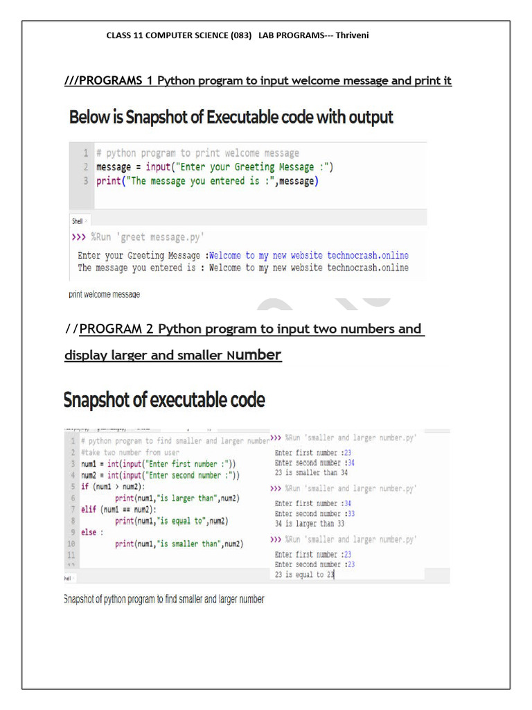 CLASS 11 LAB PRG-complete | PDF | Numbers | Computer Programming