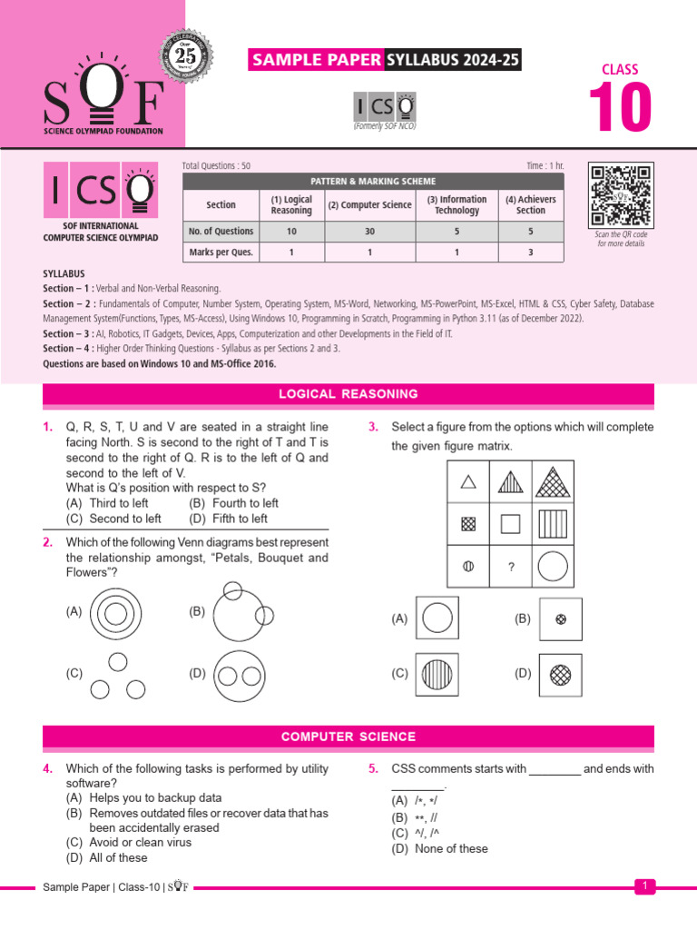 icso_sample_paper_class-10 | PDF | Computer Virus | Software Engineering