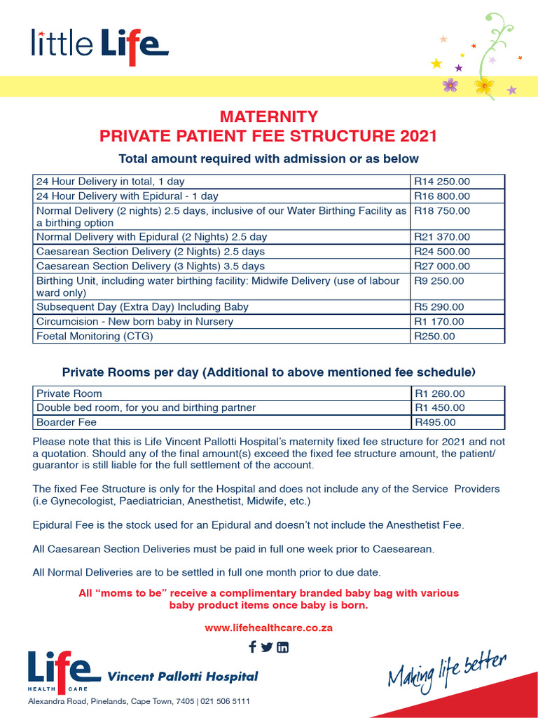 Life Vincent Pallotti HospitalMaternity Fee Structure 2021 | PDF | Childbirth | Caesarean Section