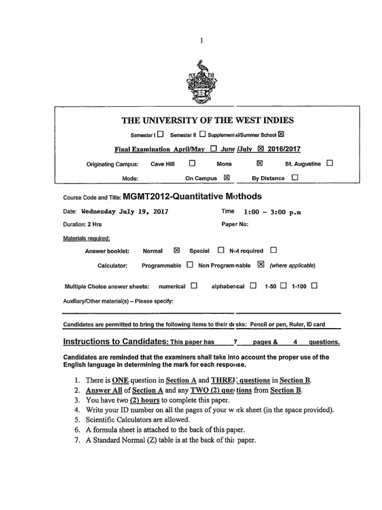 MGMT2012 Past Paper | PDF