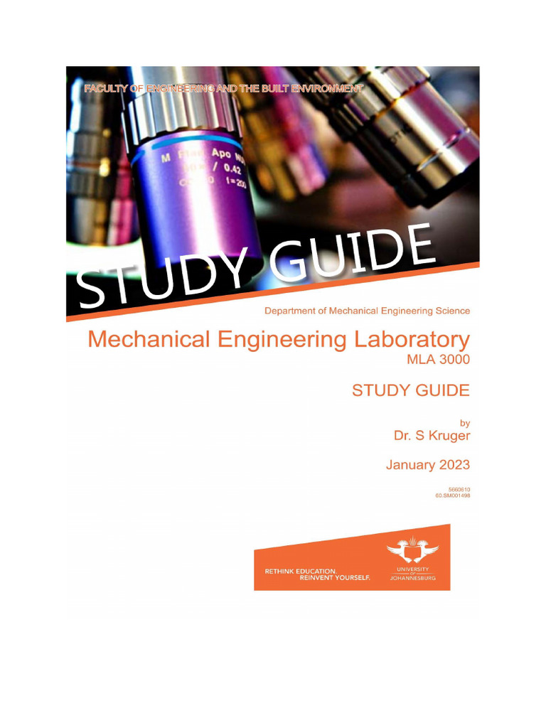 MLA 3000 - Mech Eng Lab - Study Guide 2023 | PDF | Data Analysis ...