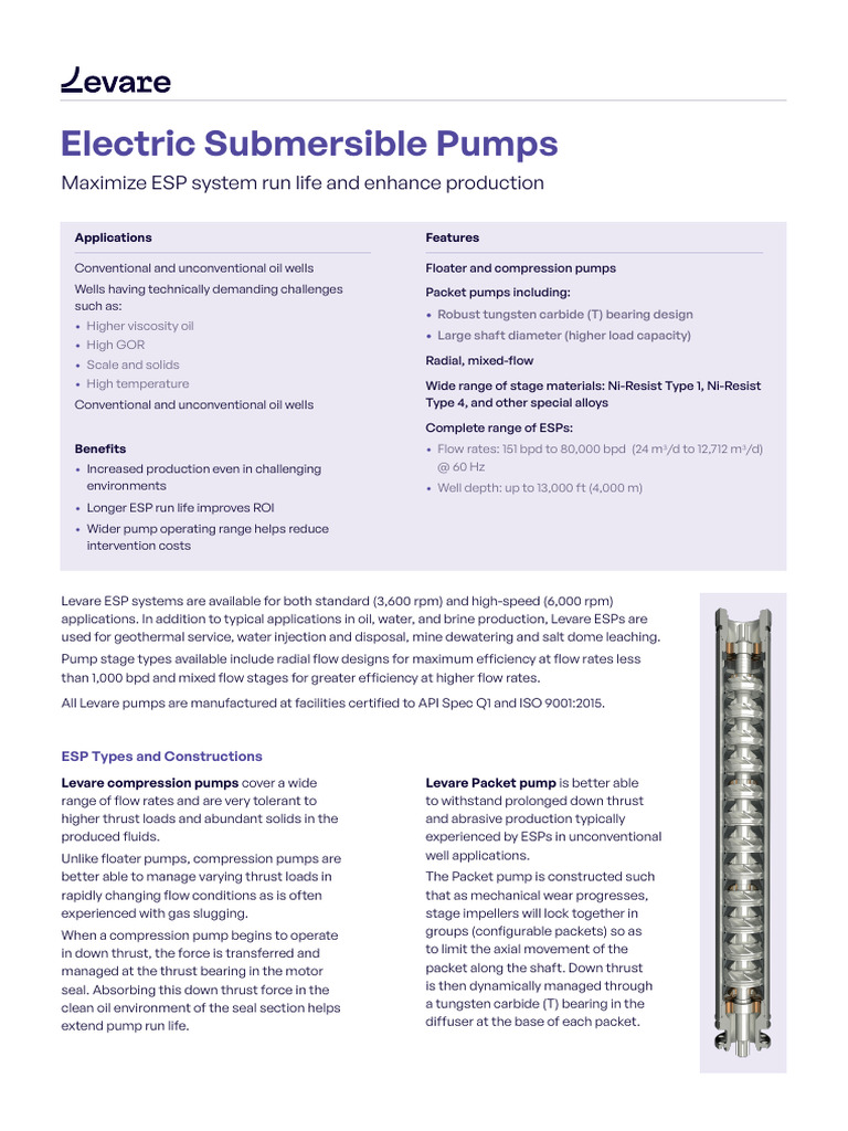 Levare Pumps Brochure | PDF | Pump | Gases