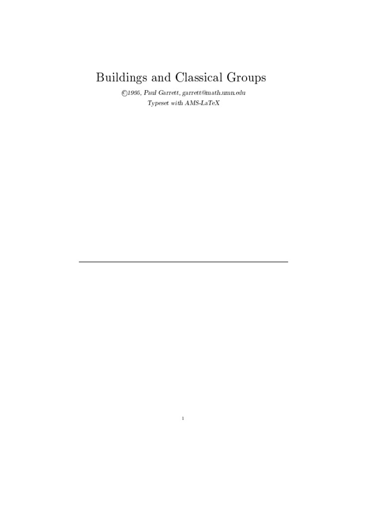 Buildings and Classical Groups-Springer (1997) - Paul B. Garrett | PDF ...