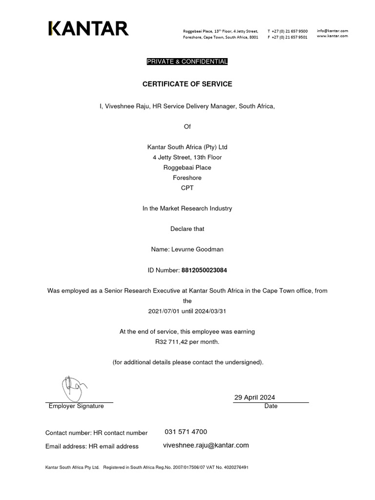 Certificate of Service for Levurne Goodman | PDF
