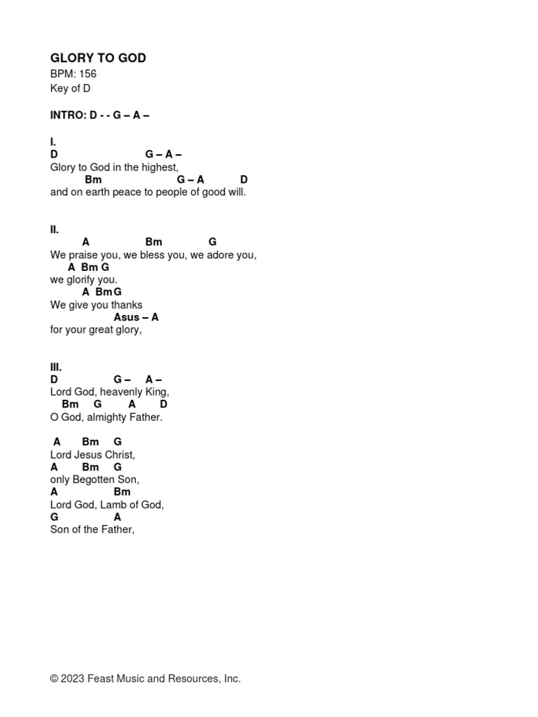 Glory to God Worship Lyrics and Chords | PDF