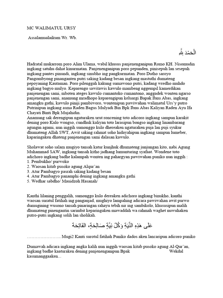 MC Walimatul Ursy 1 | PDF