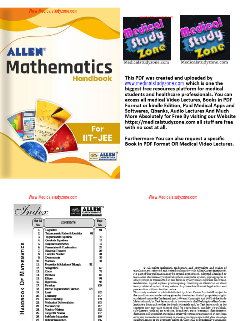 Mathematics Allen | PDF | Logarithm | Trigonometric Functions